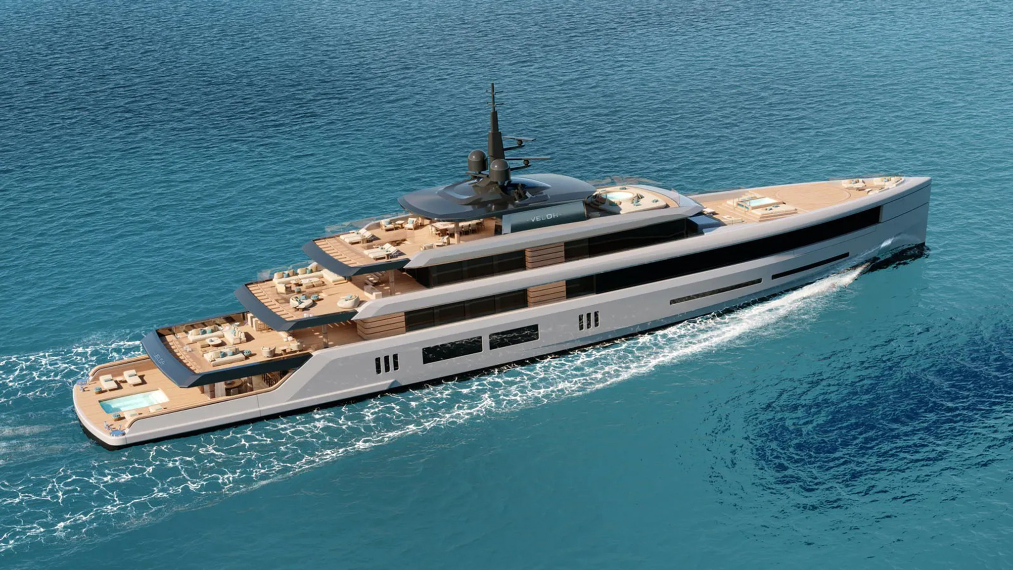 PROJECT VELOR 75M by Nauta Design. Patio on the ocean | Yachts Review